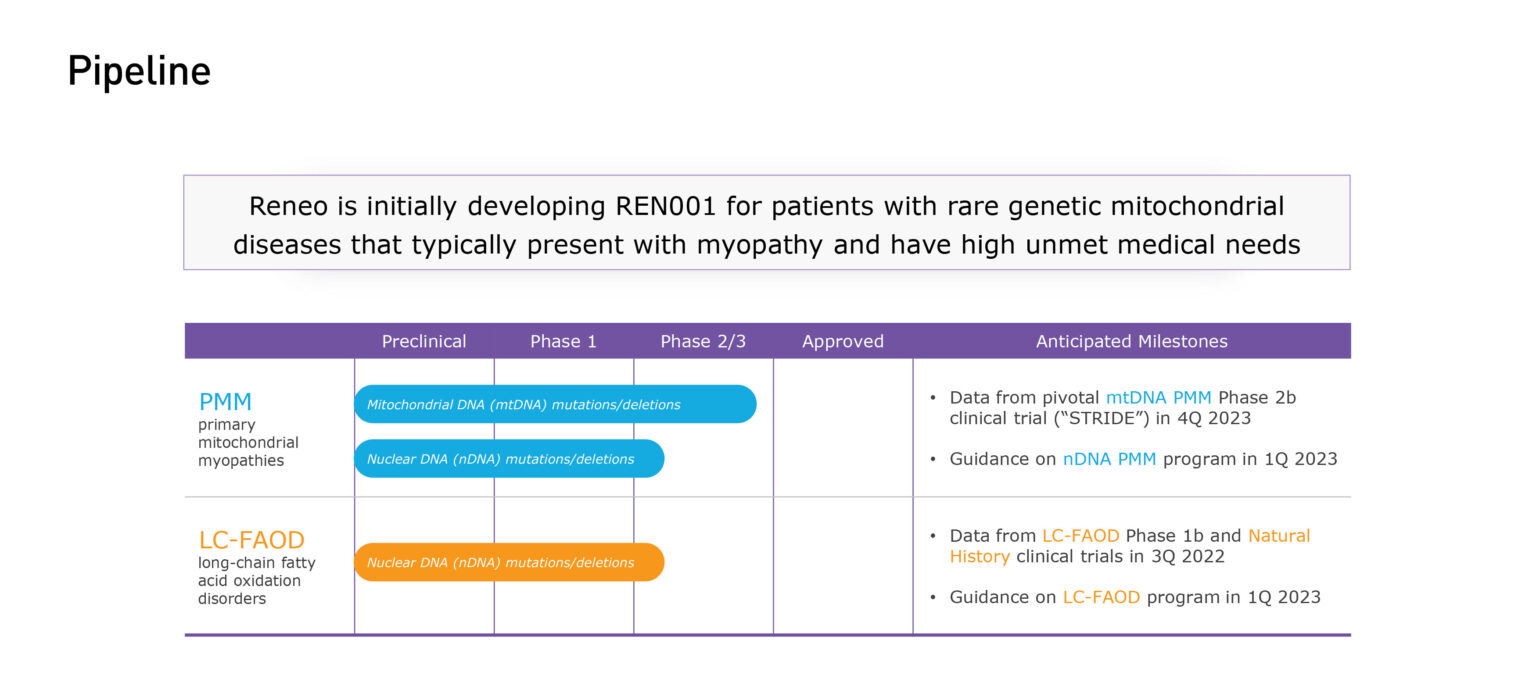 Reneo targeting rare genetic mitochondrial diseases with unmet need ...
